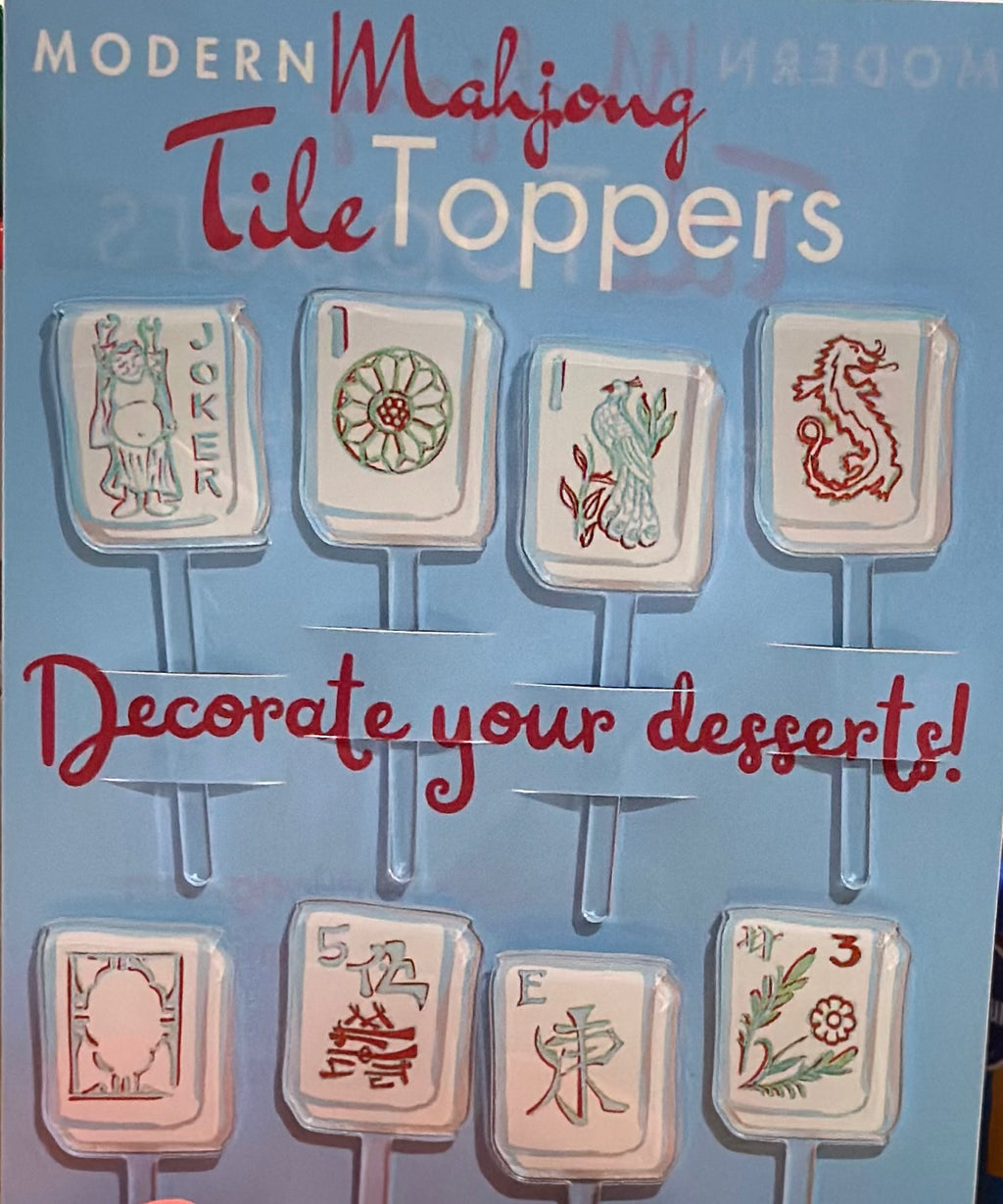 Modern Mahjong Mah Jongg Tile Toppers for cakes, cupcakes, (set of 8)
