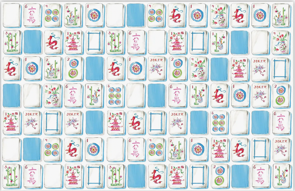 Mah Jongg Large Rectangular Placemat - Decorative Set of 20 Mahjong Ti ...