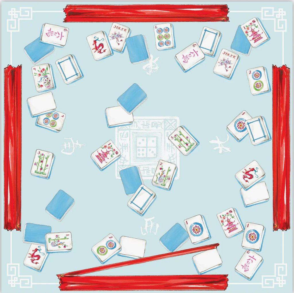 Square Mah Jongg Placemat - Decorative Set of 20 Mahjong Tile Design P ...