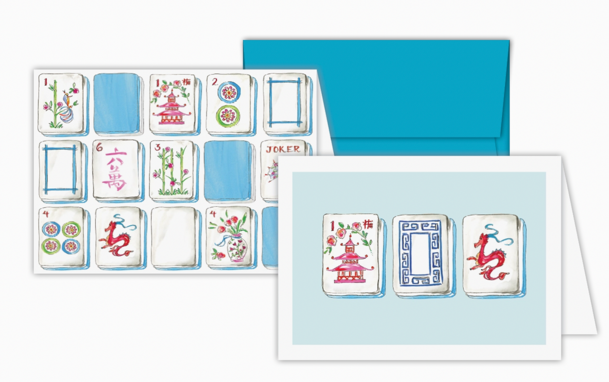 Mahjong Note Cards - Handpainted Tile Designs - set of 12 notecards ...