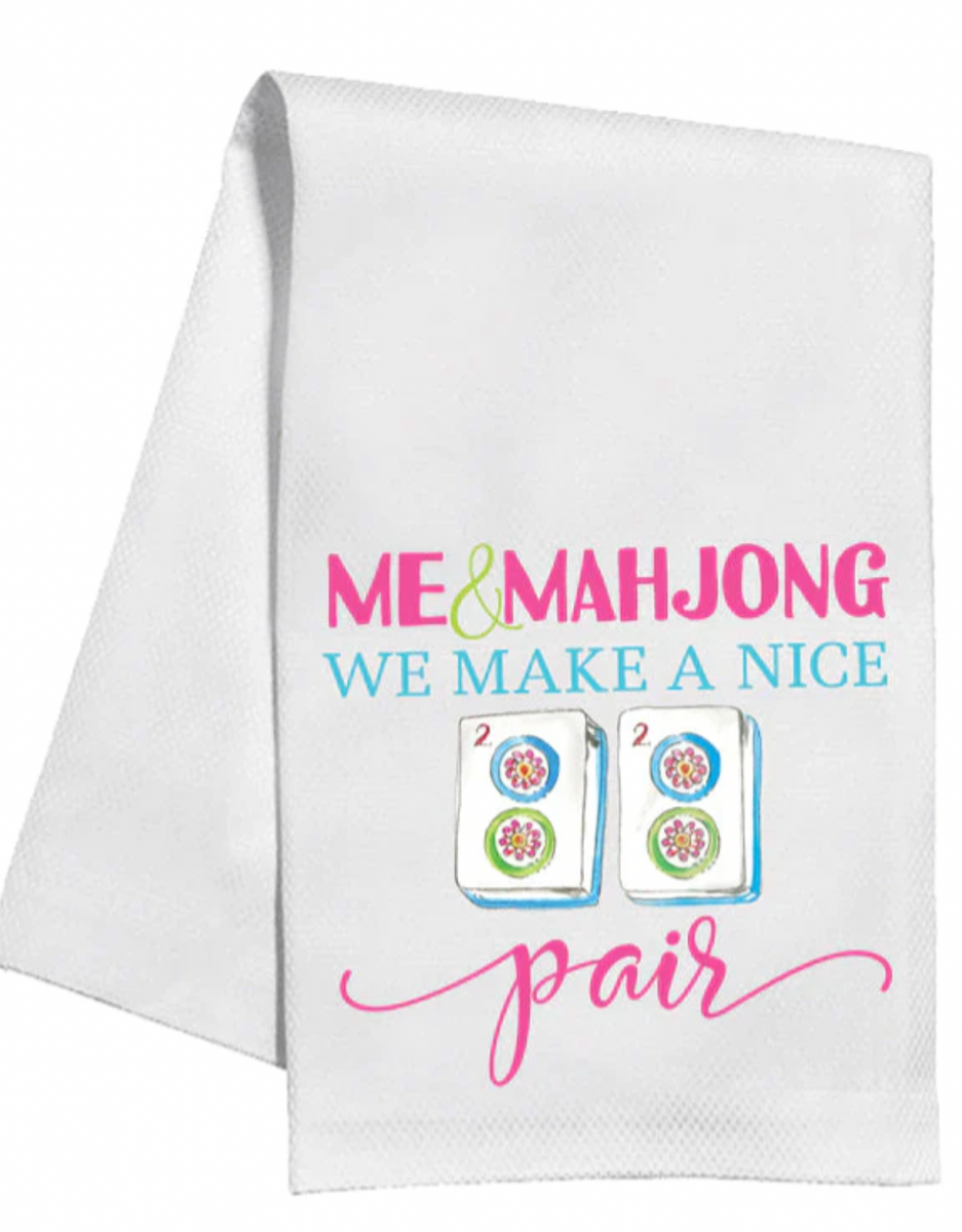 Me & Mahjong, We Make a Nice Pair, Handpainted Design Kitchen Towel ...