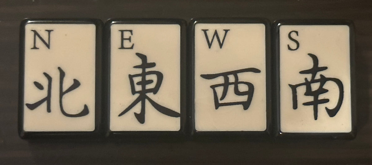 Replica black enrobed wind tiles engraved with N, E, W & S - 16 tiles ...