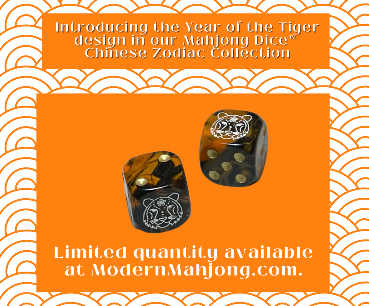 Year of the Tiger Mahjong Dice™ - one pair of 16 mm Tiger dice – Modern ...