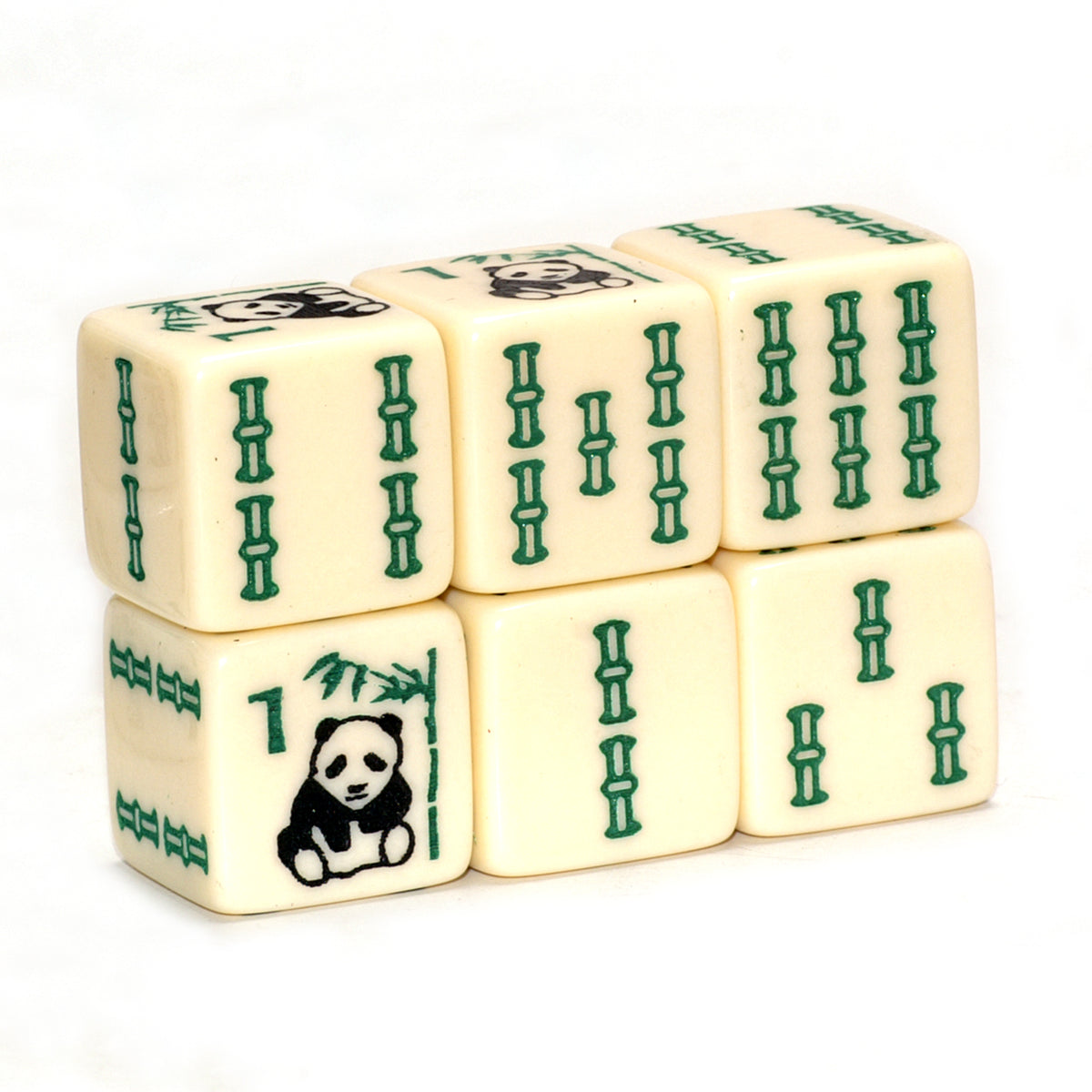 Panda Bear Bamboo - one pair of ivory dice with panda bear and bam ...